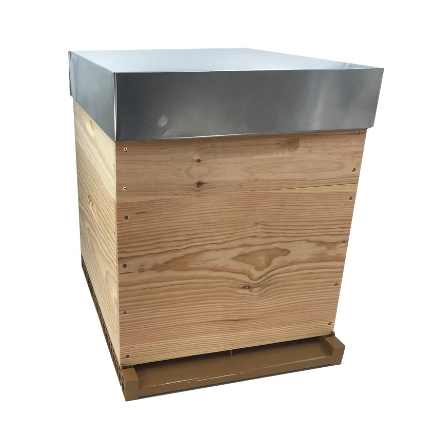 Ruche dadant 10 cadres avec plancher bois et toit tolé